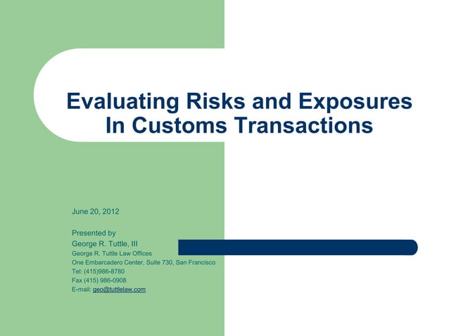 Evaluating Customs Risks | PPT