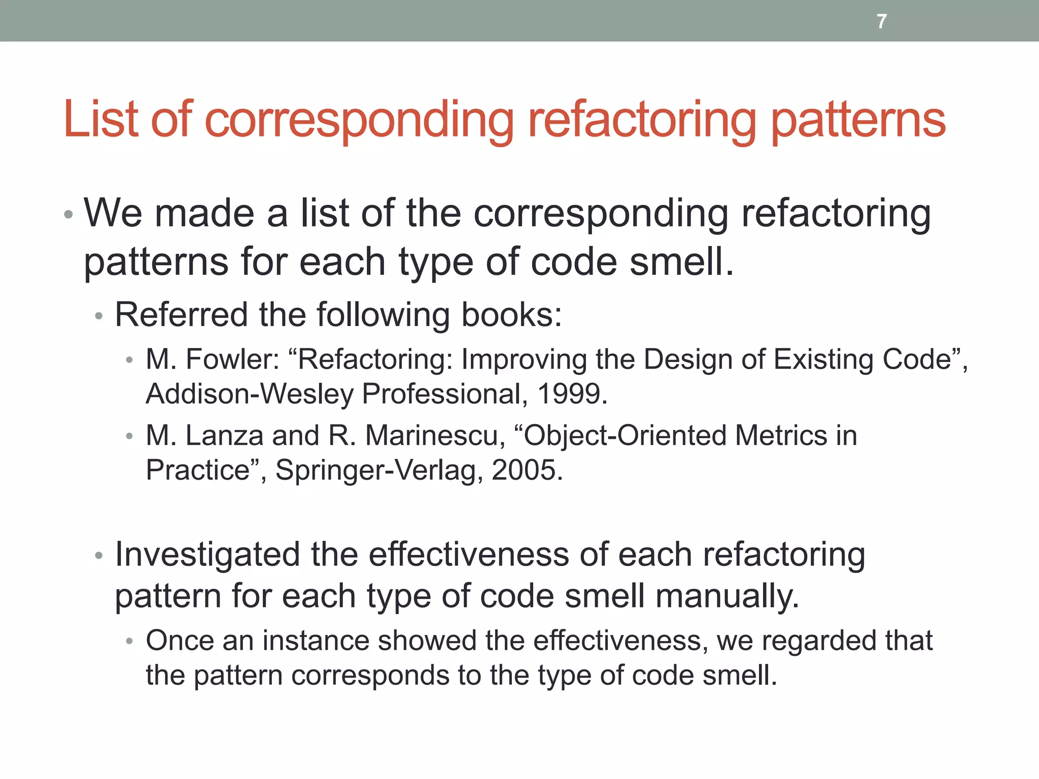 Revisiting the Relationship Between Code Smells and Refactoring | PPTX