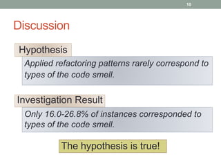 Revisiting the Relationship Between Code Smells and Refactoring | PPTX