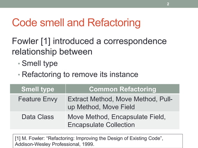Revisiting the Relationship Between Code Smells and Refactoring | PPT