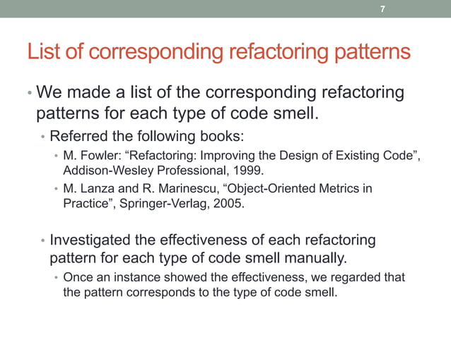 Revisiting the Relationship Between Code Smells and Refactoring | PPT