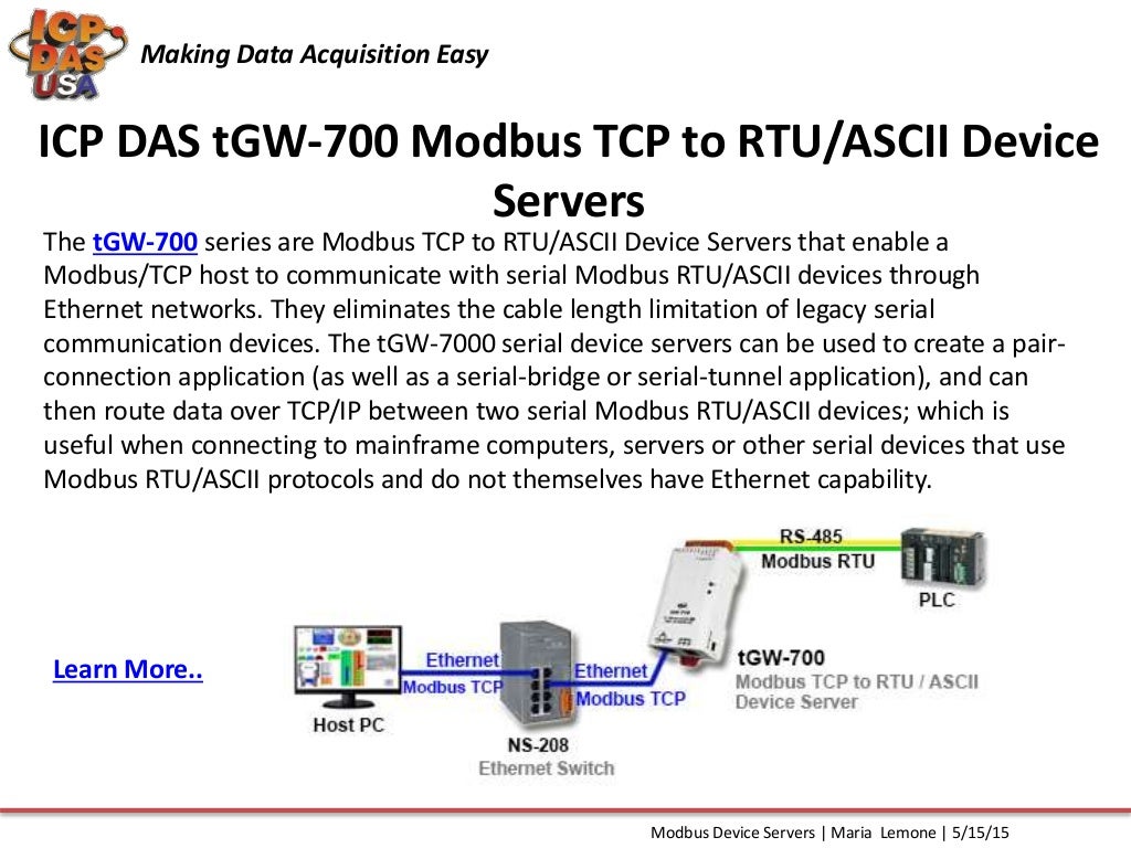 Introduction To Modbus To Ethernet Device Servers And Modbus Tcp To R