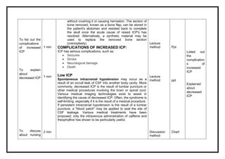 lessonplan on intra cranial presure(icp) | PPT