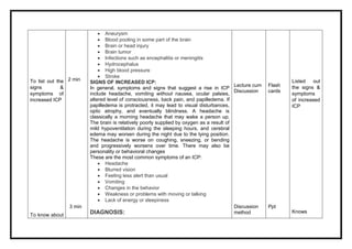 lessonplan on intra cranial presure(icp) | PPT