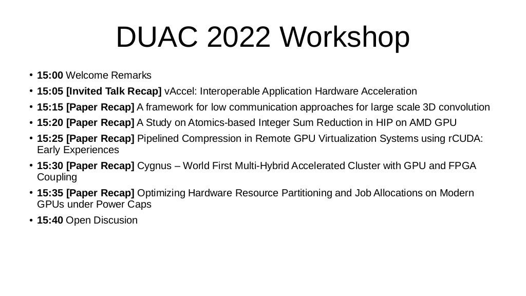 DUAC 2022 Workshop - Welcome Slides | PDF