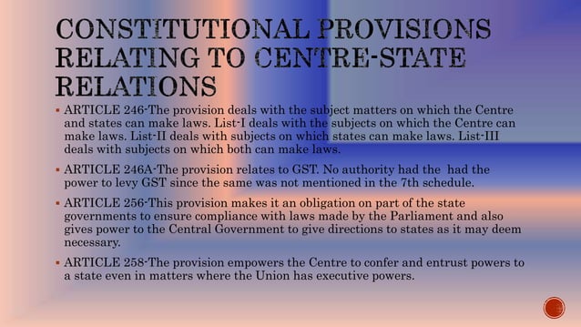 CENTRE STATE RELATIONS.pptx | Civic affairs | Politics