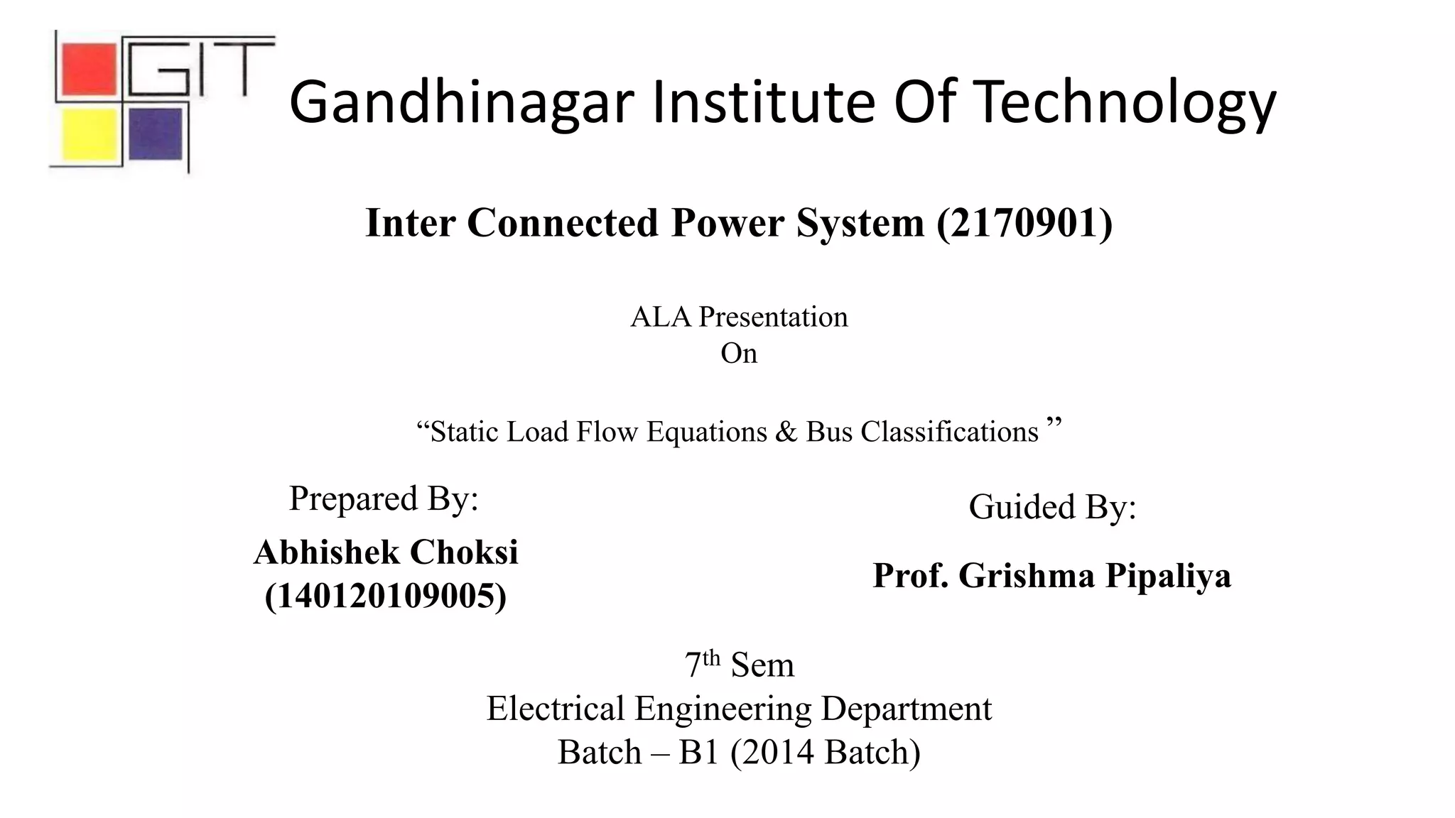 Inter Connected Power System (2170901) | PPTX