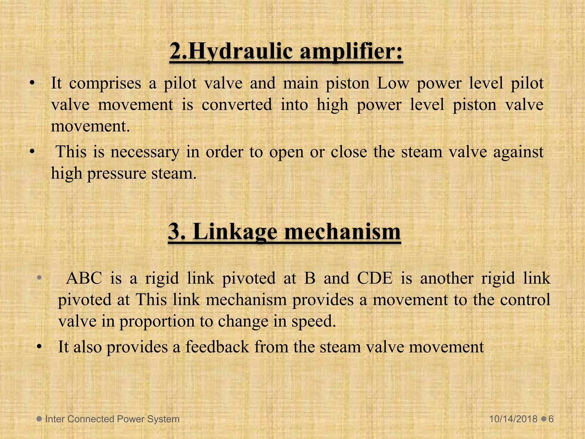 Inter Connected Power System(Turbine Speed Governing Mechanism ) | PPTX
