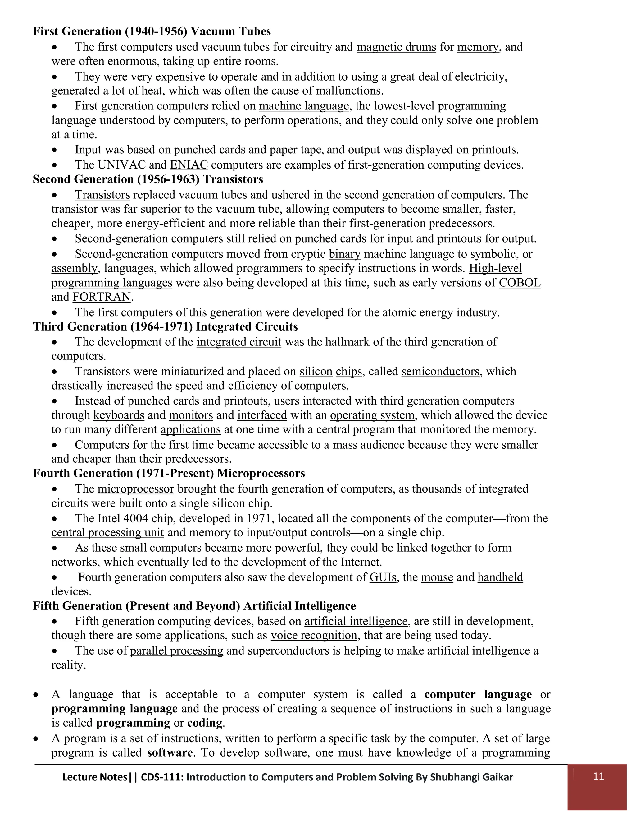 Introduction To Computer Unit 1 Notes Pdf