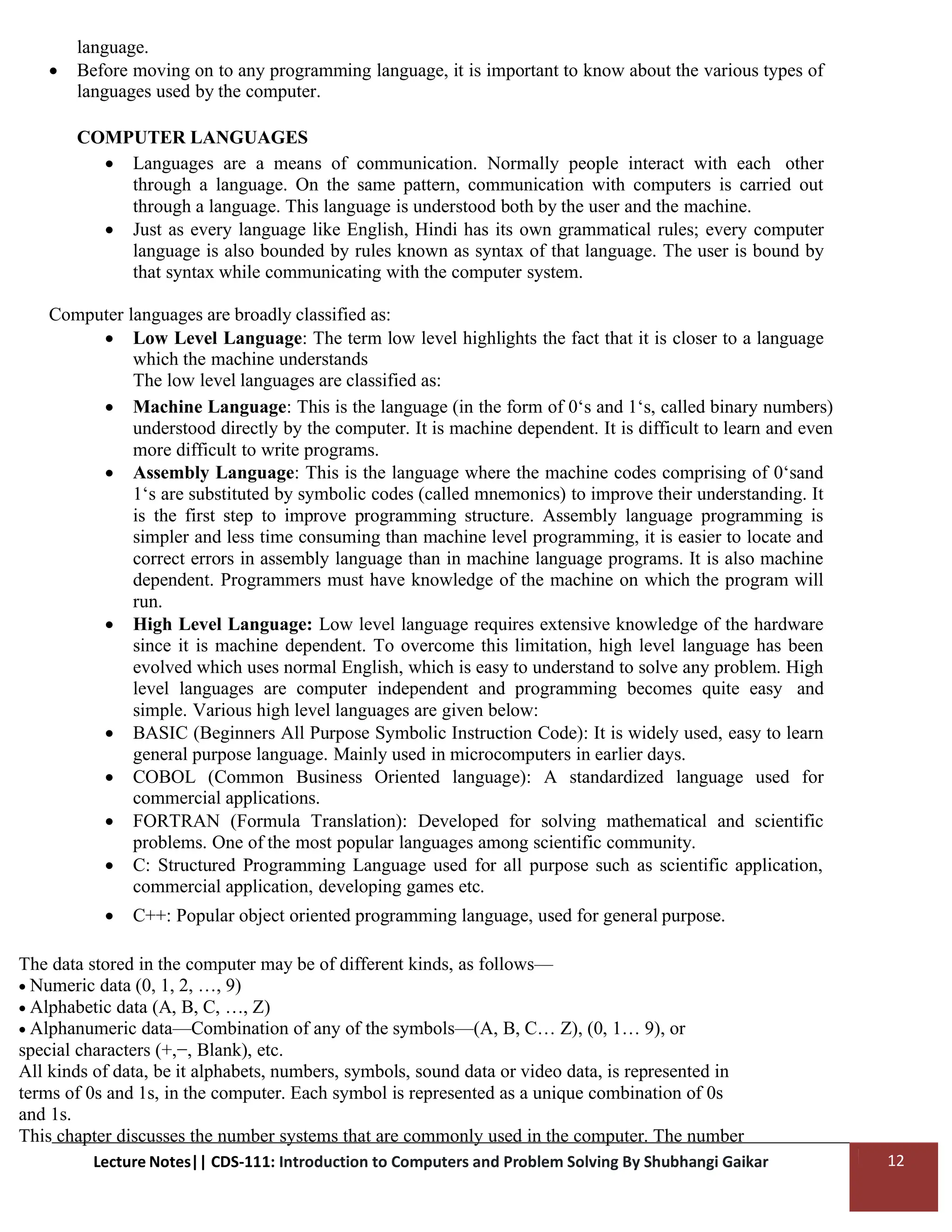Introduction To Computer Unit 1 Notes Pdf