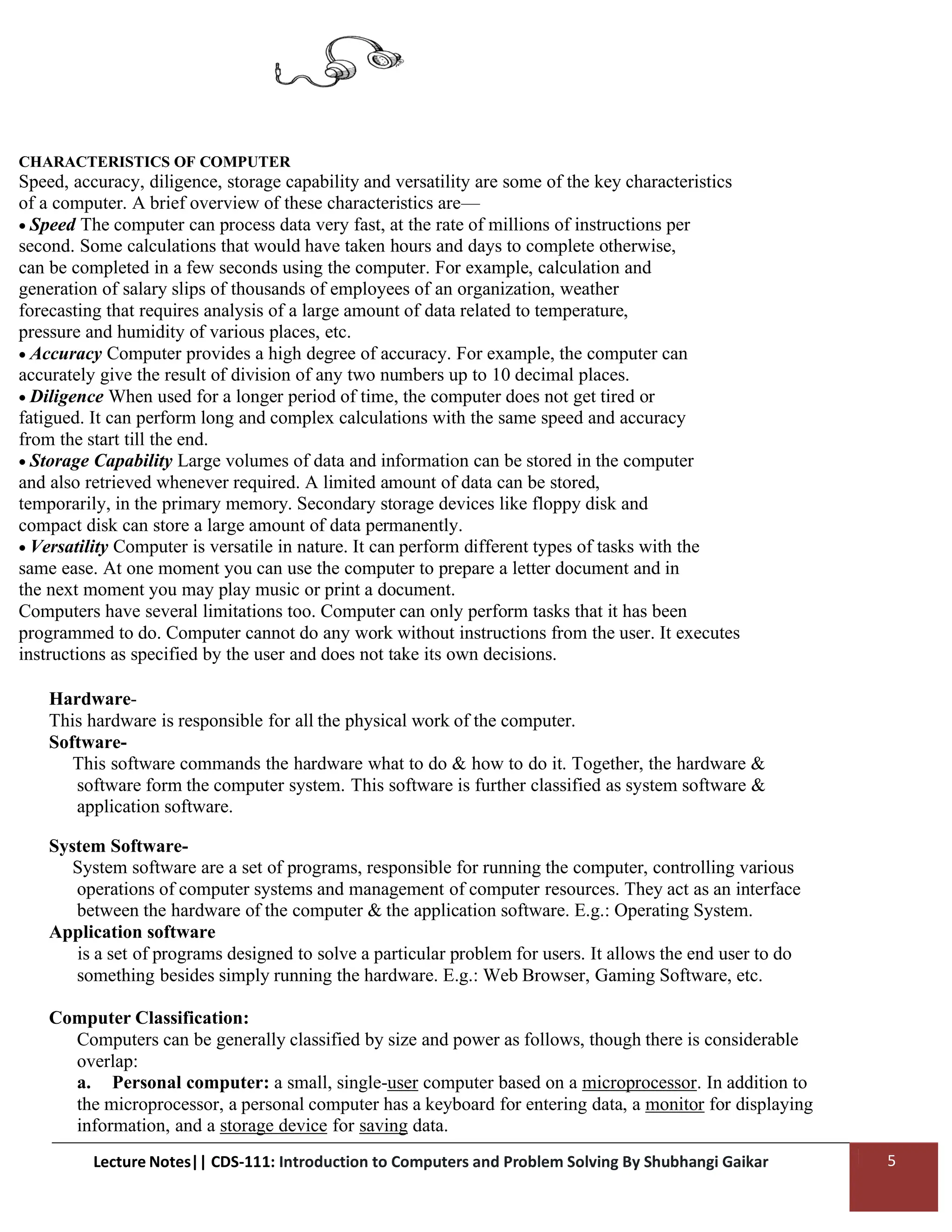 Introduction To Computer Unit 1 Notes Pdf
