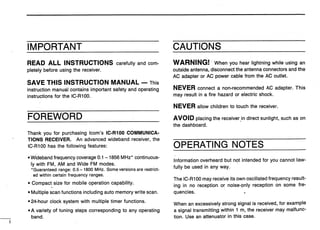 Ic R100 User Manual | PDF