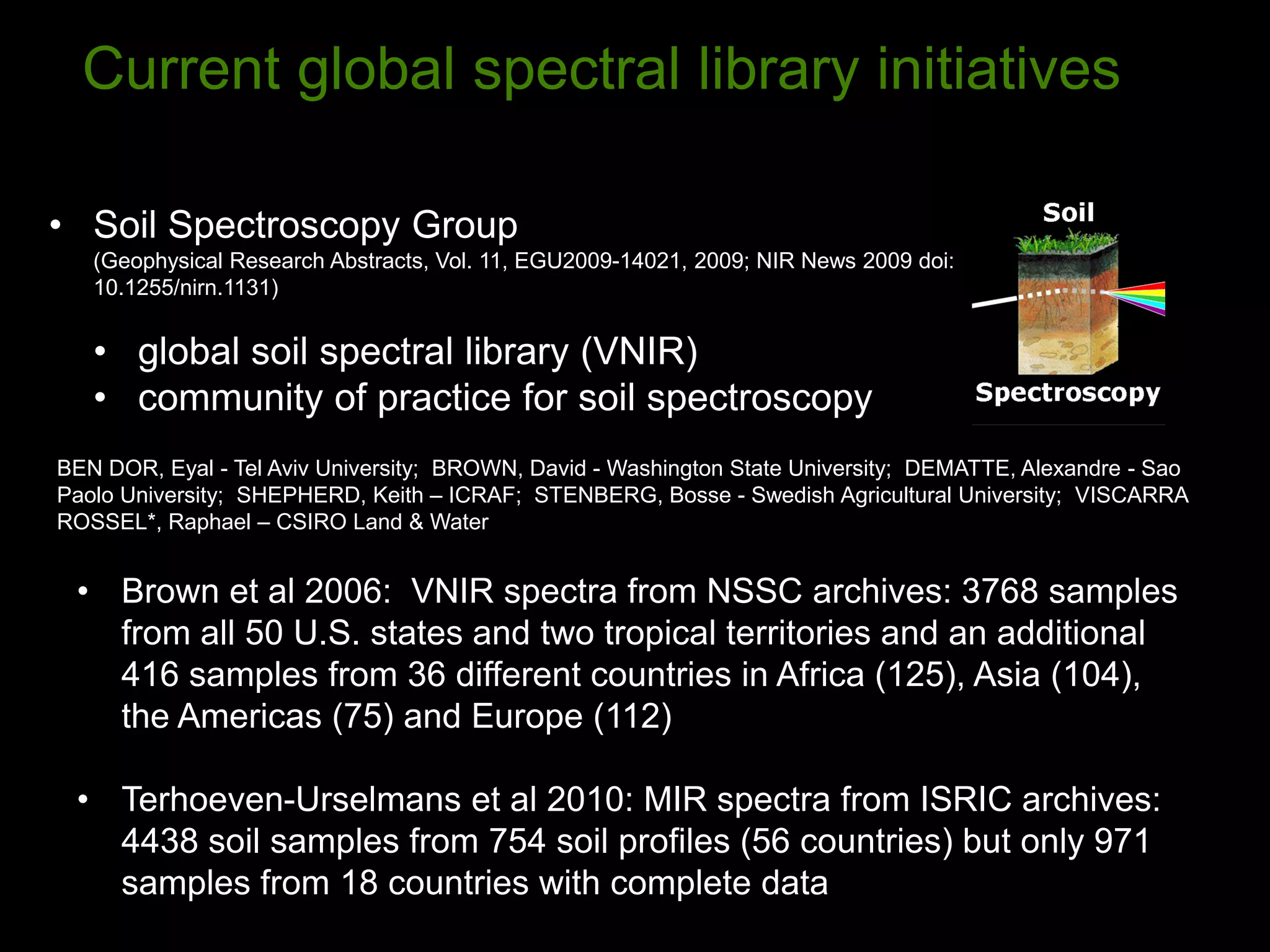 Global Soil Spectral Library, A global reference, spectral library and ...