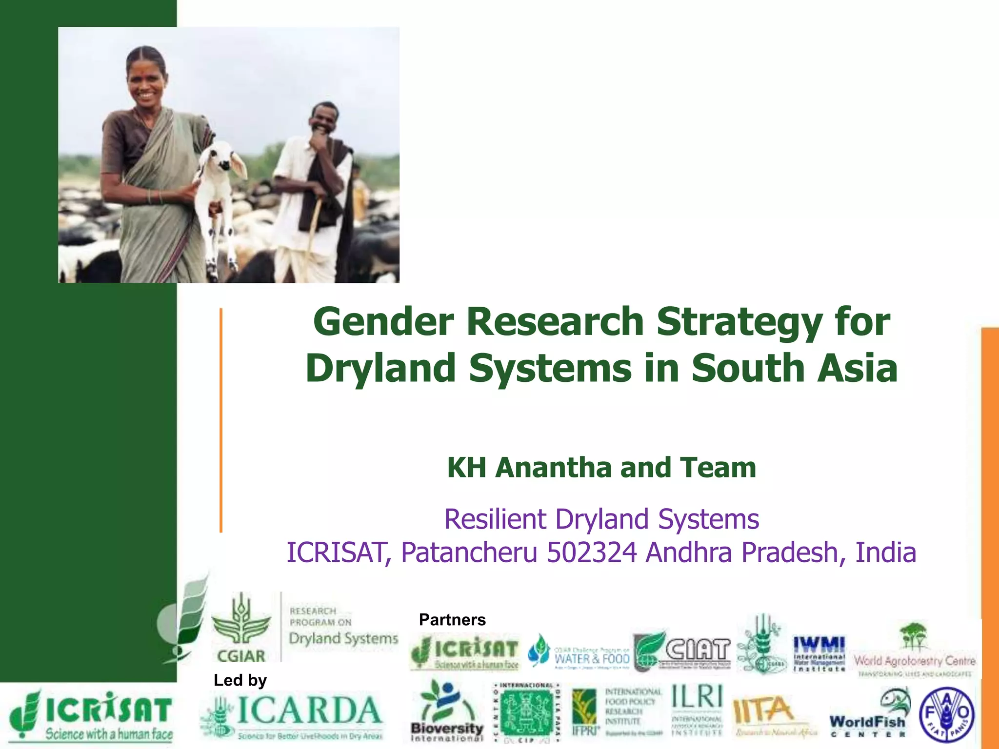 Gender Research Strategy for Dryland Systems in South Asia | PPT