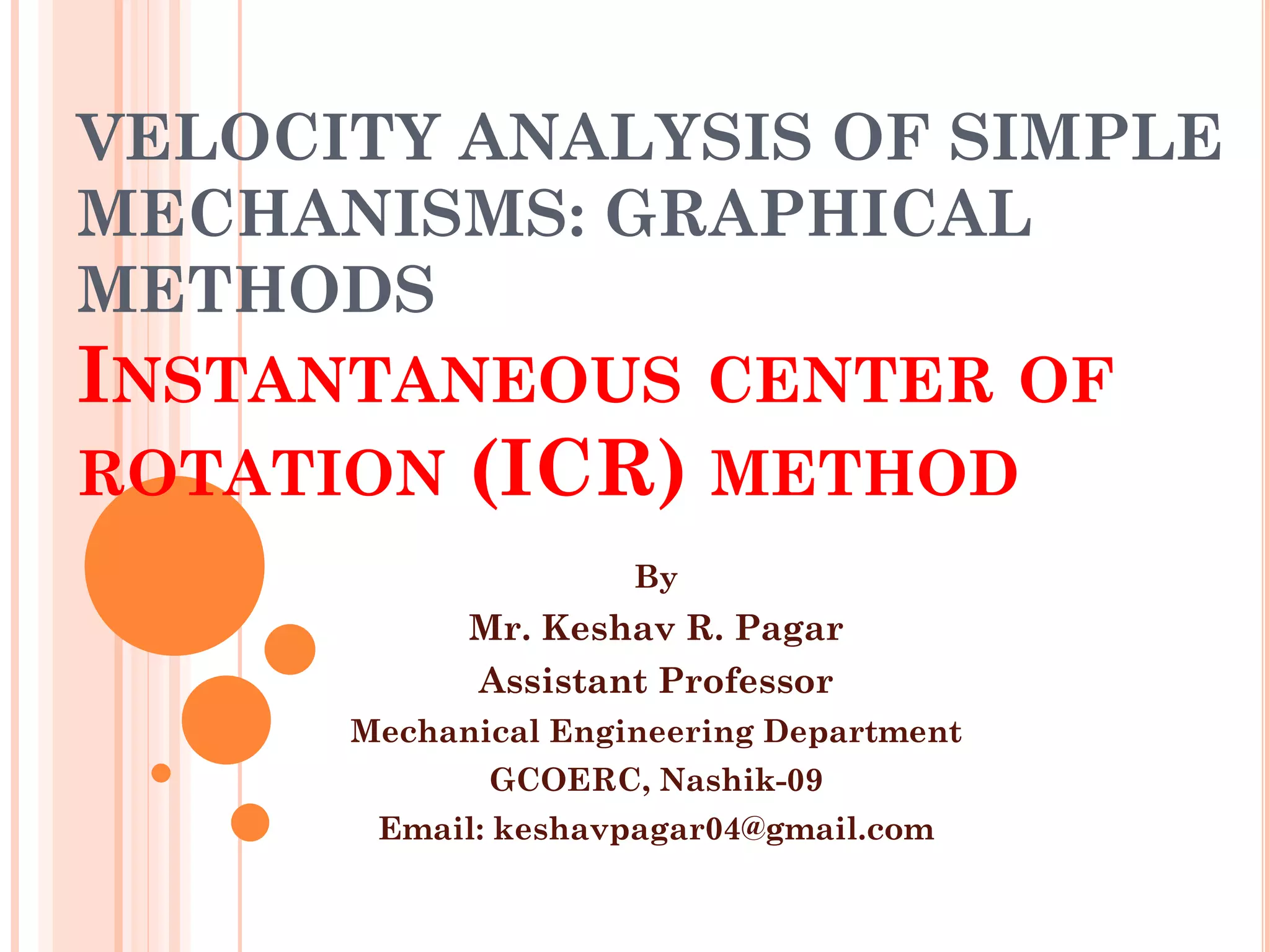 ICR Velocity Analysis Graphical Method, Theory of Machine | PDF