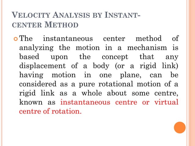 ICR Velocity Analysis Graphical Method, Theory of Machine | PDF