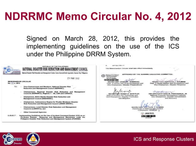 ICS-AND-RESPONSE-CLUSTERSICS-AND-RESPONSE-CLUSTERS.pptx.pptx | Civil ...