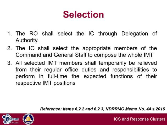 ICS-AND-RESPONSE-CLUSTERSICS-AND-RESPONSE-CLUSTERS.pptx.pptx | Civil ...