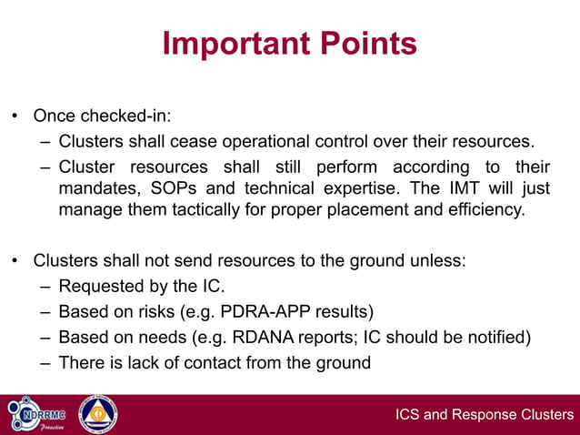 ICS-AND-RESPONSE-CLUSTERSICS-AND-RESPONSE-CLUSTERS.pptx.pptx | Civil ...