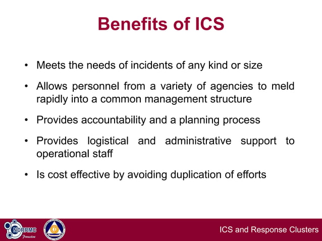 ICS-AND-RESPONSE-CLUSTERSICS-AND-RESPONSE-CLUSTERS.pptx.pptx | Civil ...
