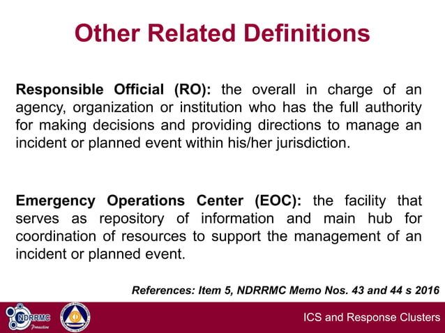 ICS-AND-RESPONSE-CLUSTERSICS-AND-RESPONSE-CLUSTERS.pptx.pptx | Civil ...