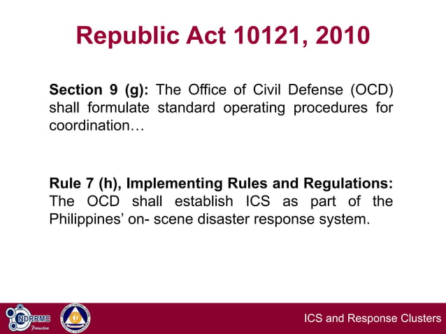 ICS-AND-RESPONSE-CLUSTERSICS-AND-RESPONSE-CLUSTERS.pptx.pptx | Civil ...