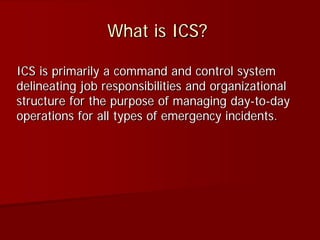 Basic Incident Command System for College DRRM Subject | PDF