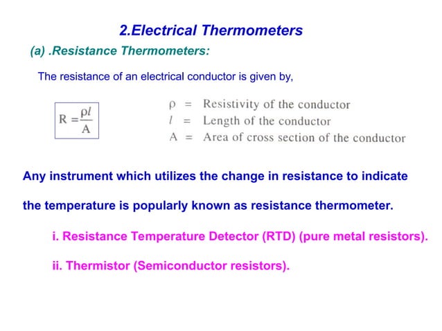 Temperature measurement, thermocouples, Resistance Temperature ...