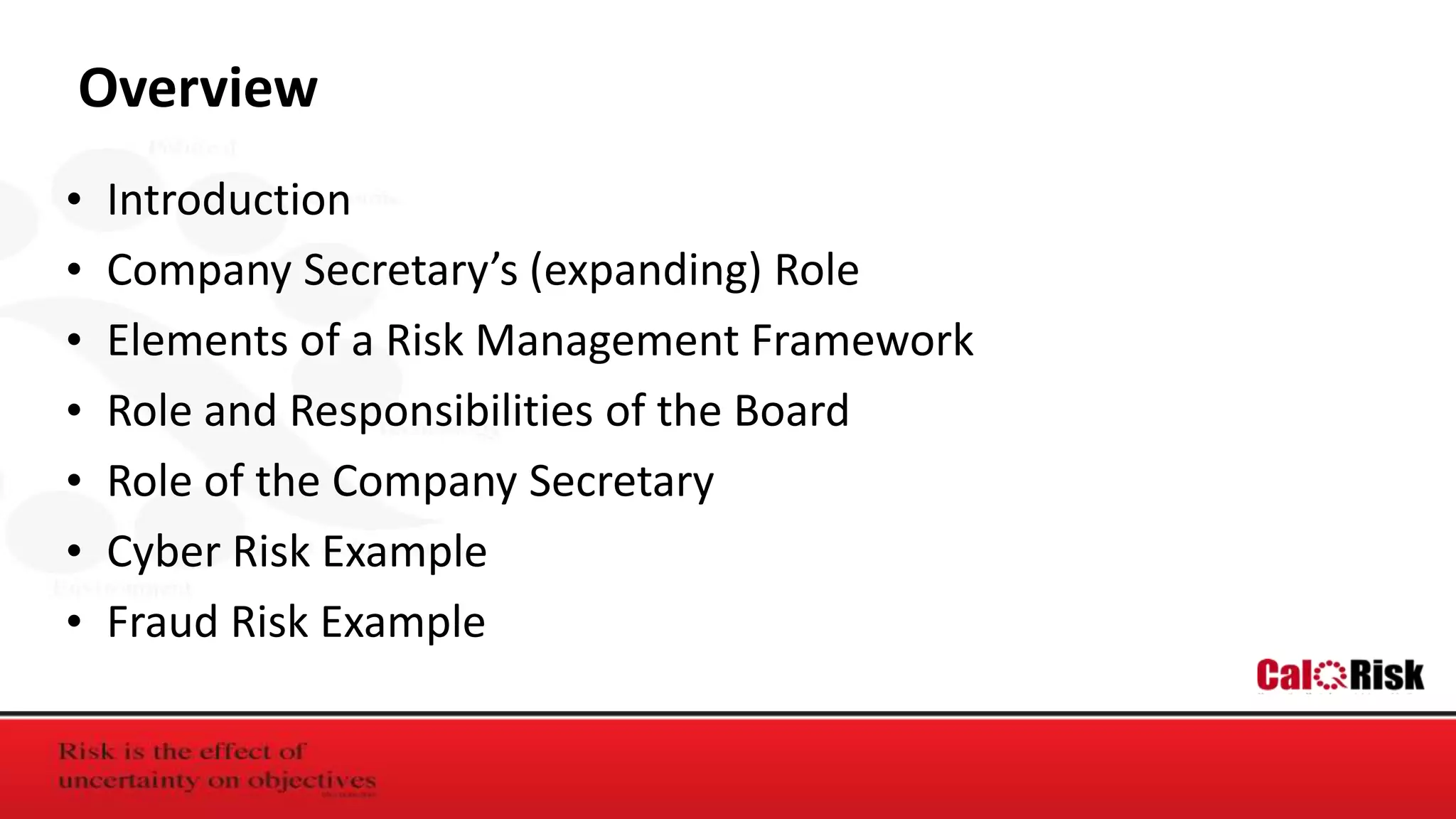 Risk Management and the Company Secretary | PPTX