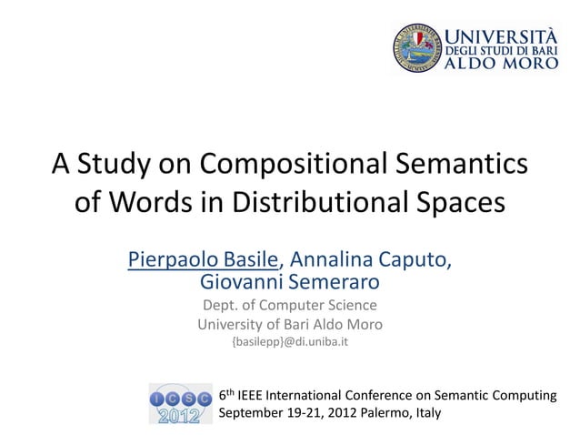 A Study on Compositional Semantics of Words in Distributional Spaces | PDF | Programming ...