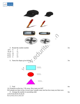 Class 1 ICSE Maths Sample Paper Model 2 | PDF