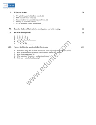 Class 2 ICSE EVS SP Model 1 | PDF