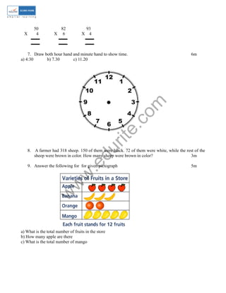 Class 2 ICSE Maths Sample Paper Model 1 | PDF