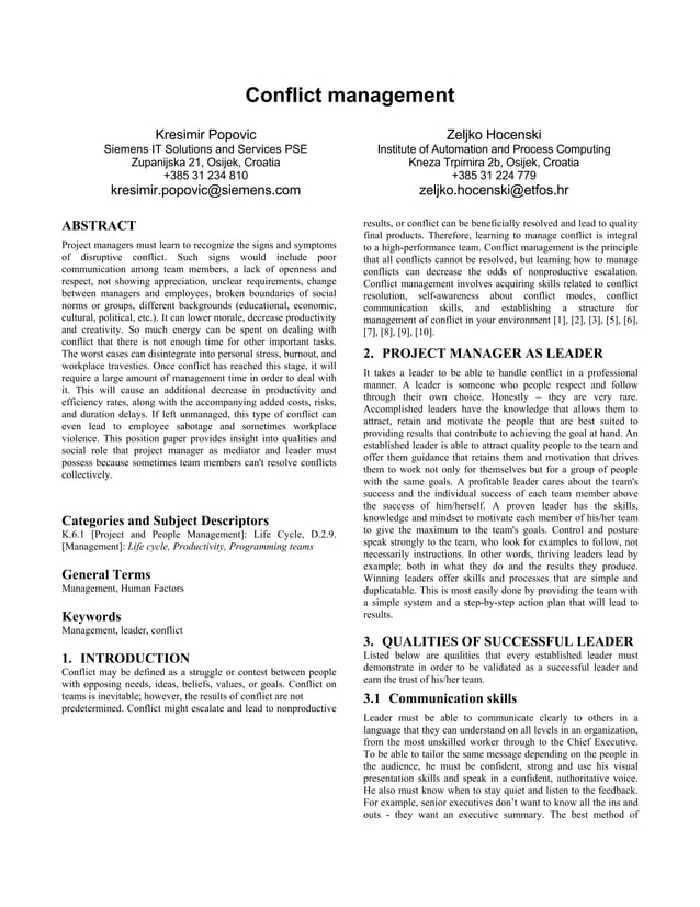 Conflict management | PDF