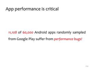 Characterizing and detecting performance bugs for smartphone applicat…