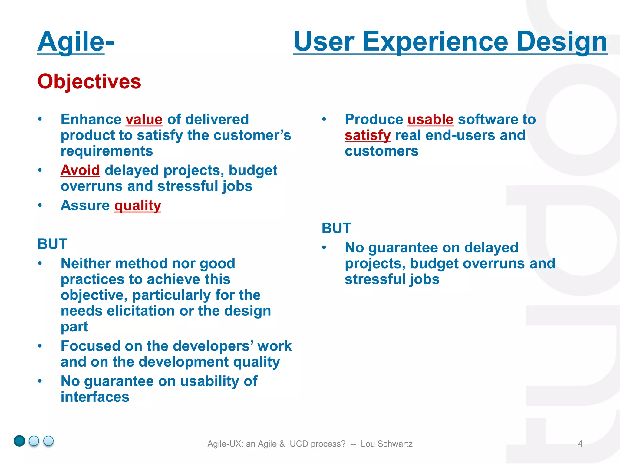 Agile-User Experience Design: an Agile and User-Centered Process? | PPT