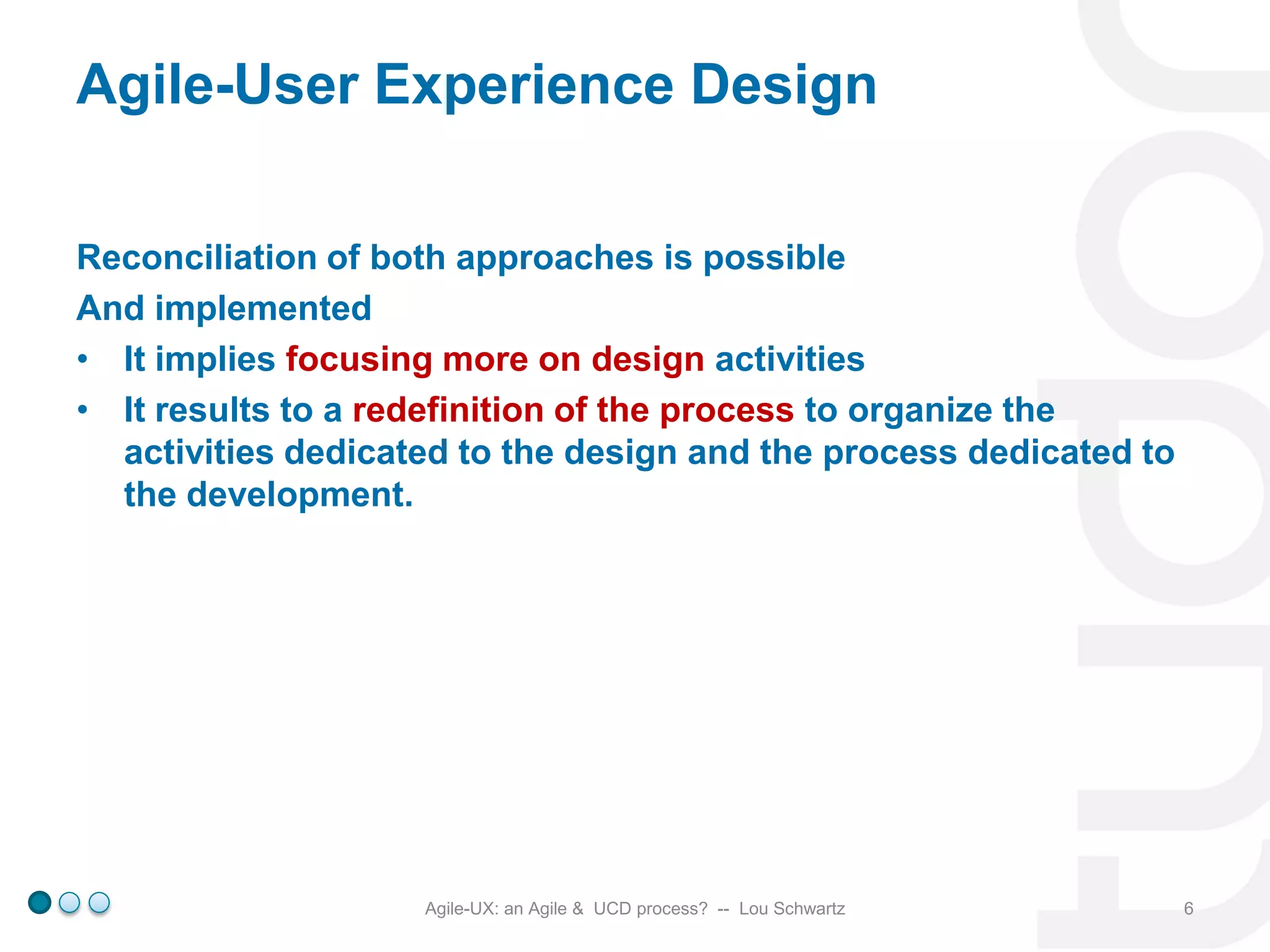 Agile-User Experience Design: an Agile and User-Centered Process? | PPT
