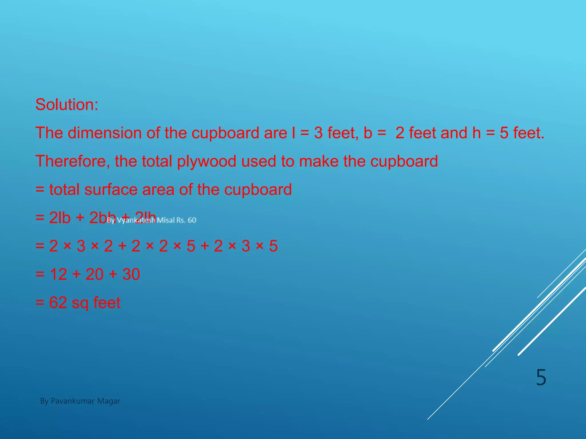 Icse class 7th surface area and volume | PPTX