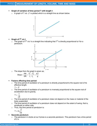 ICSE Class IX Physics Measurement of Length Volume Time and Mass ...