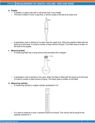 ICSE Class IX Physics Measurement of Length Volume Time and Mass ...