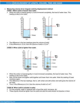 ICSE Class IX Physics Measurement of Length Volume Time and Mass ...