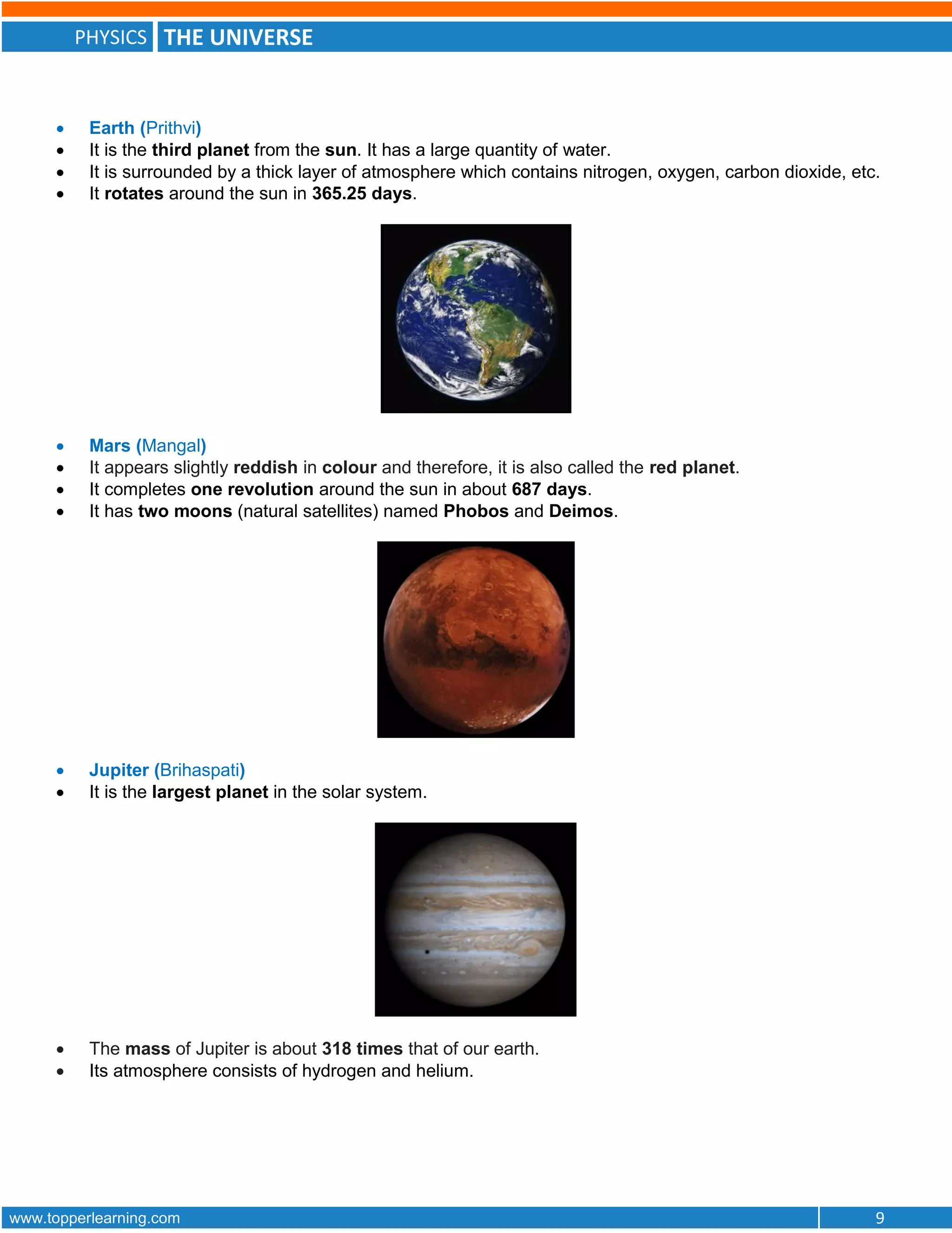 ICSE Class VIII Physics The Universe - TopperLearning | PDF