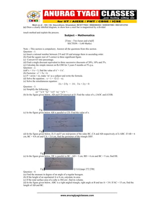 Icse entrance test class ix by anurag tyagi classes | PDF