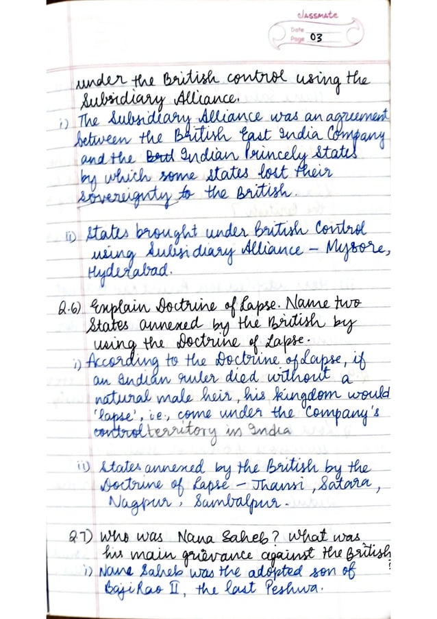 ICSE History and Civics Class X Handwritten Notes.pdf | Education