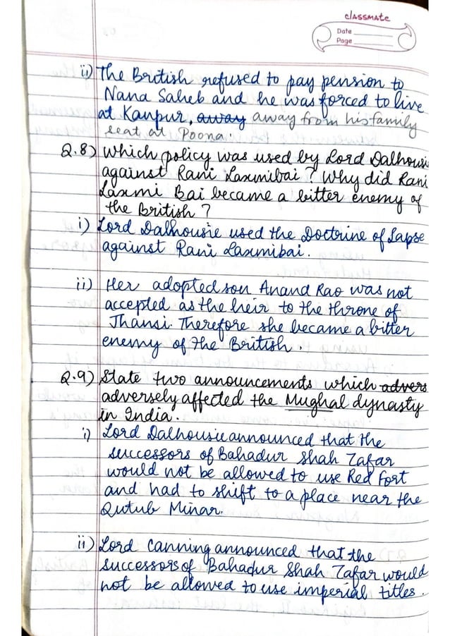 ICSE History and Civics Class X Handwritten Notes.pdf | Education