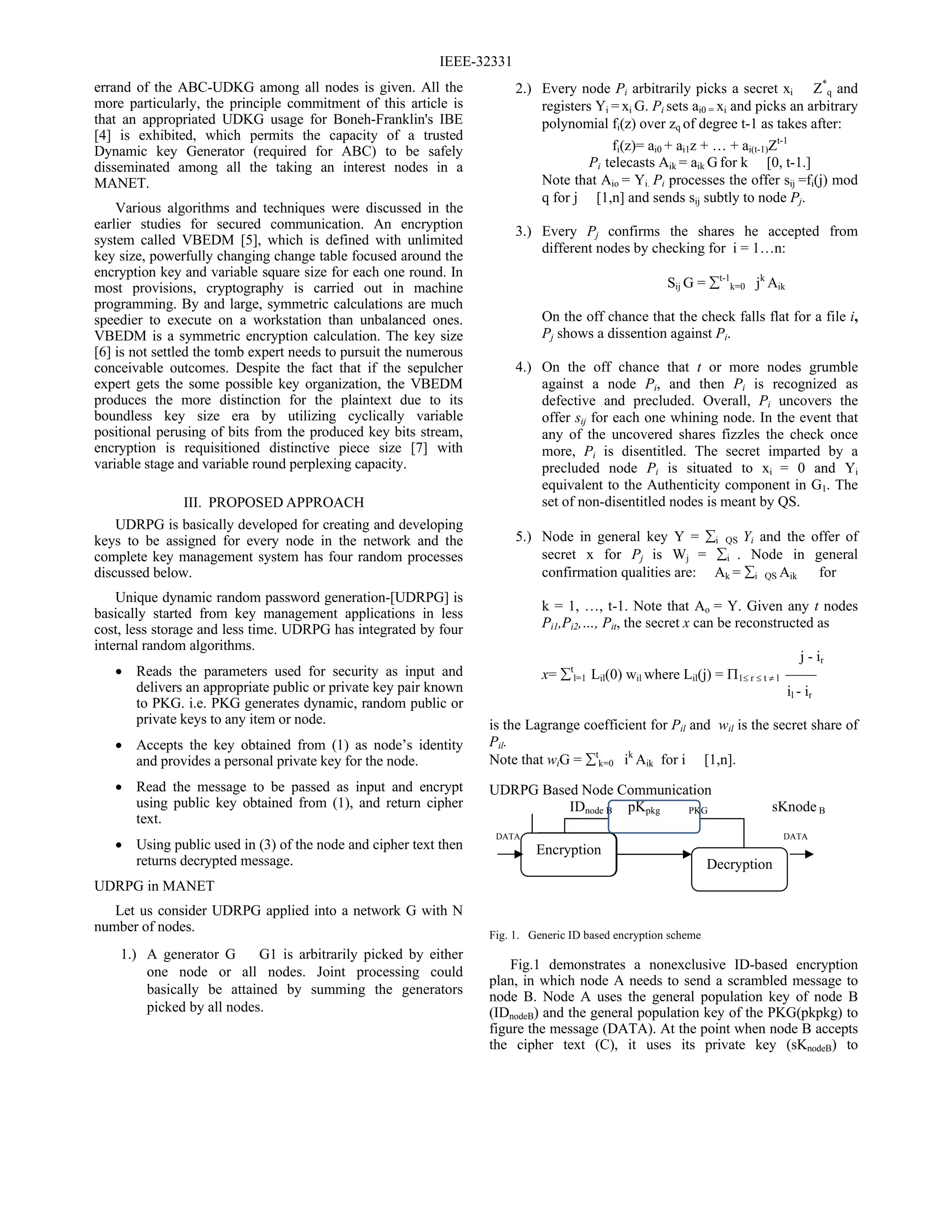 UDRPG: Dynamic Key Management Based Node Authentication for Secret Communication in MANET | PDF