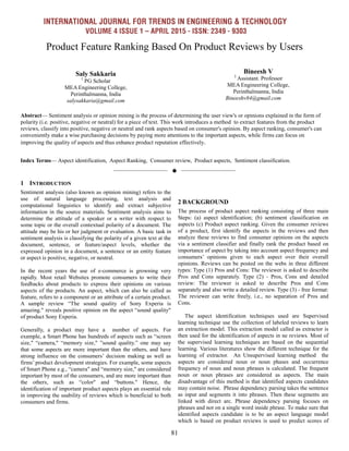 Product Feature Ranking Based On Product Reviews by Users | PDF