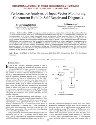 Performance Analysis of Input Vector Monitoring Concurrent Built In Self Repair and Diagnosis | PDF