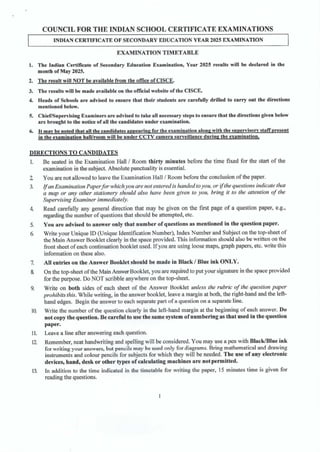 ICSE Timetable March 2025 with Instructions.pdf