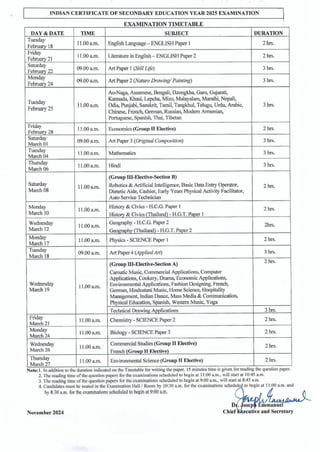 ICSE Timetable March 2025 with Instructions.pdf